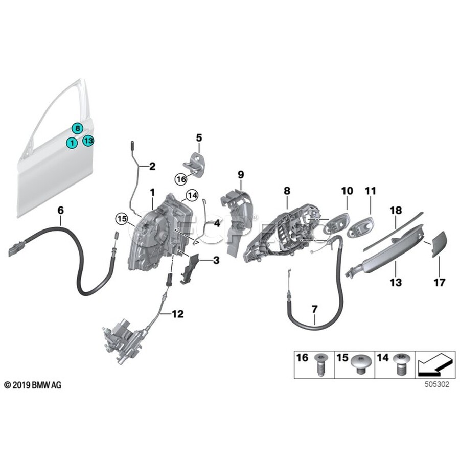 BMW Door Lock Operating Rod - Genuine BMW 51217337991 | FCP Euro
