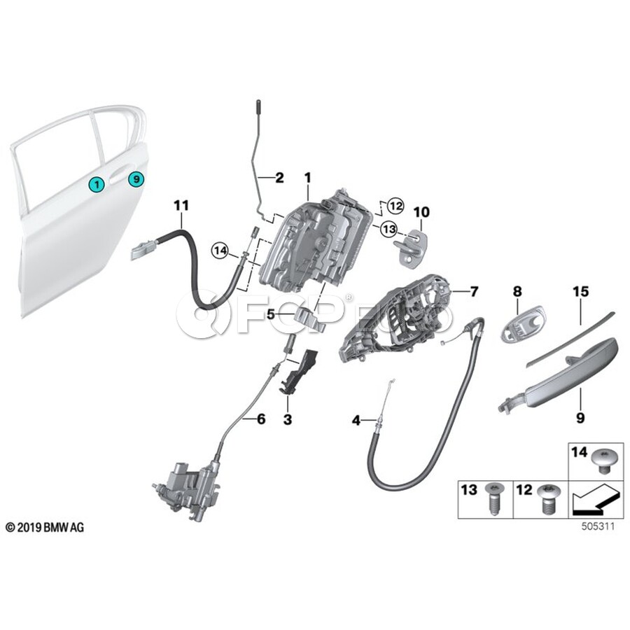 BMW Interior Door Handle - Genuine BMW 51217472789 | FCP Euro