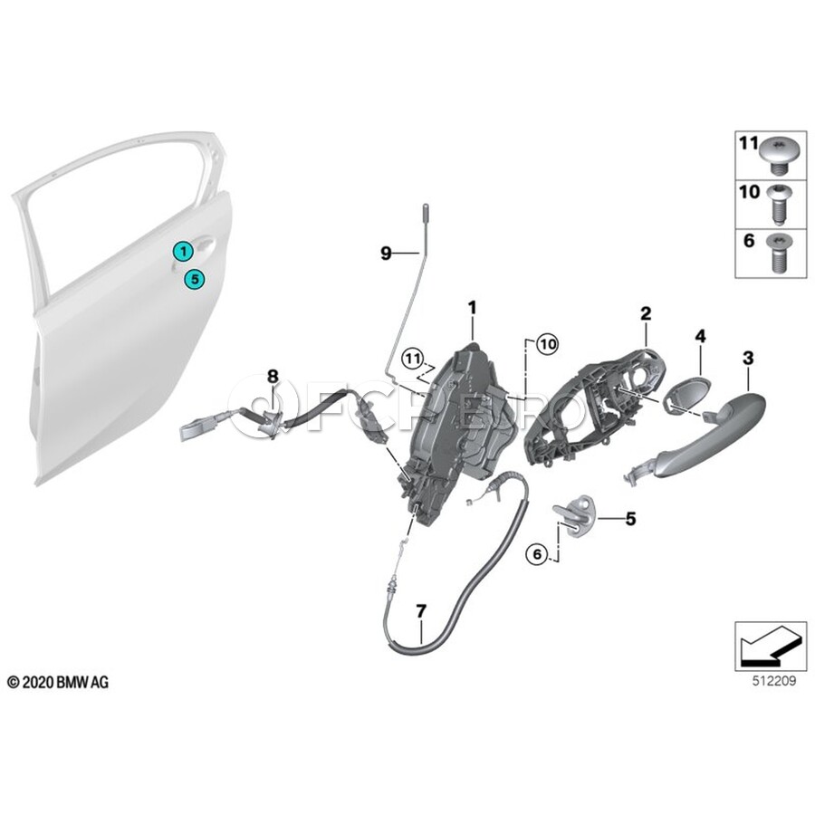 BMW Door Lock Operating Rod - Genuine BMW 51227432226 | FCP Euro