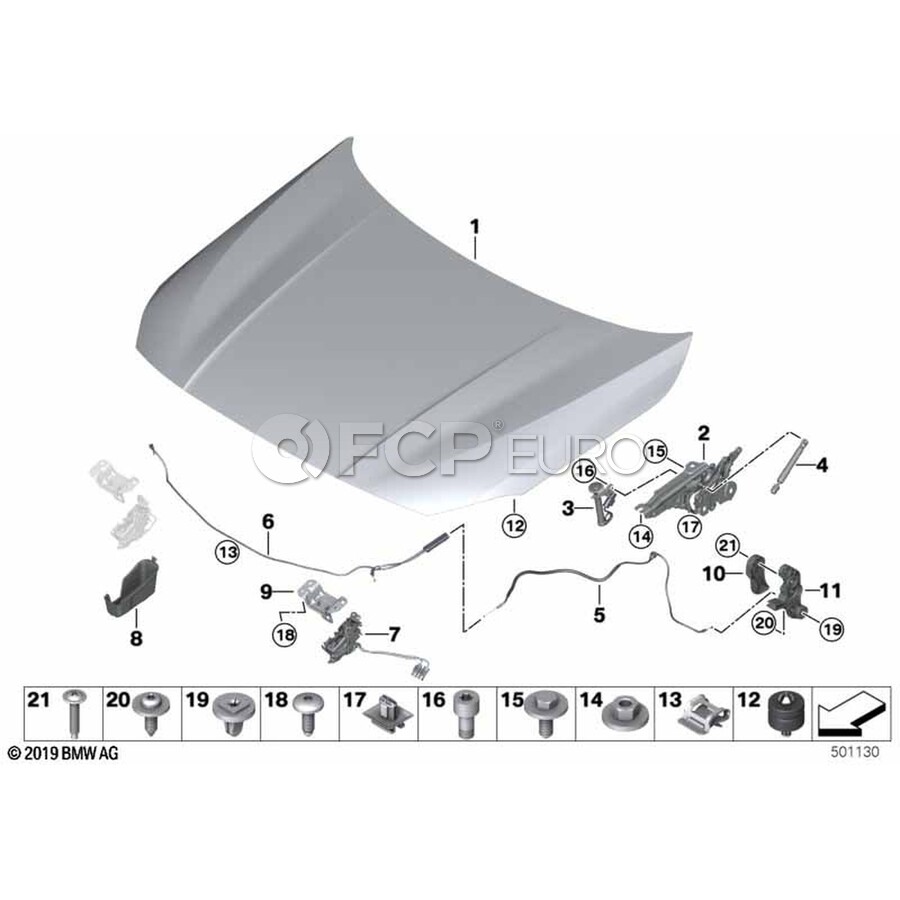 BMW Hood Release Cable - Genuine BMW 51237467657 | FCP Euro