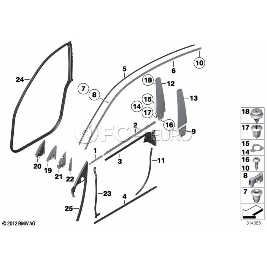 BMW Channel Cover Long Outer Left - Genuine BMW 51337196339 | FCP Euro