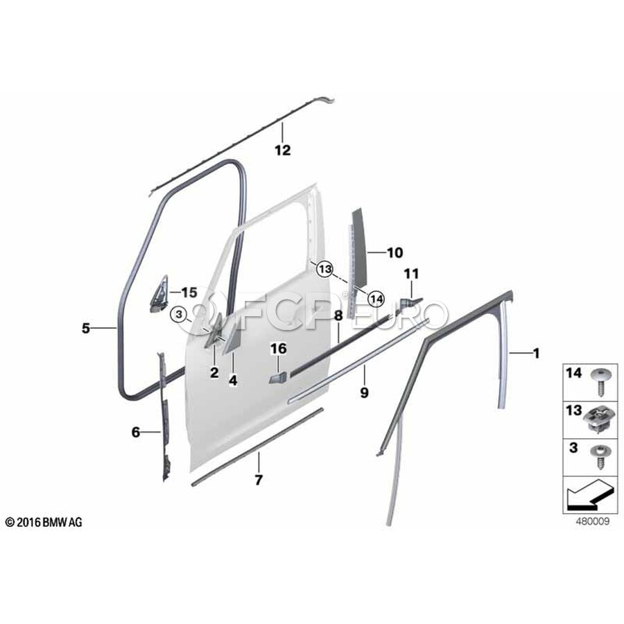 Mini Door Window Belt Weather Strip - Genuine Mini 51337390098 | FCP Euro