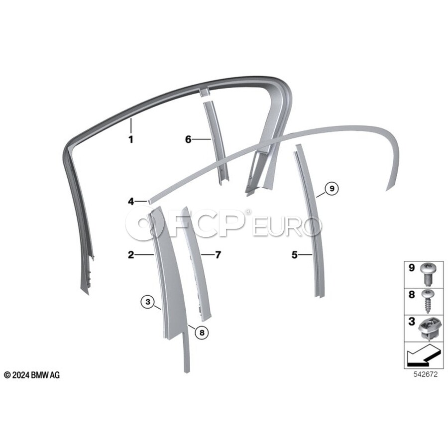 BMW Cover Window Frame Door Rear Right - Genuine BMW 51357177858 | FCP Euro