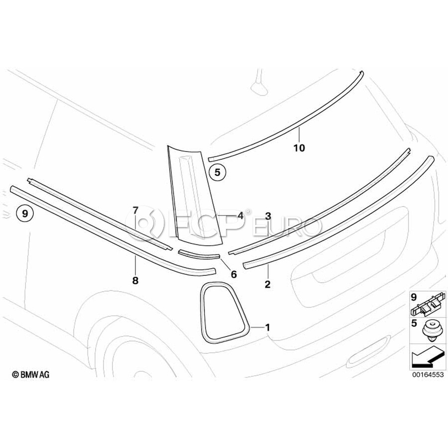Mini Quarter Panel Molding - Genuine Mini 51372756101 | FCP Euro