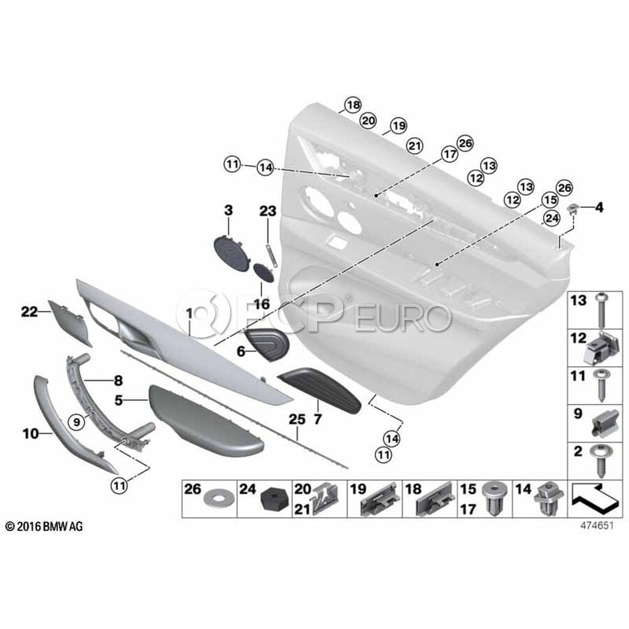 BMW Interior Door Pull Handle - Genuine BMW 51417345331 | FCP Euro