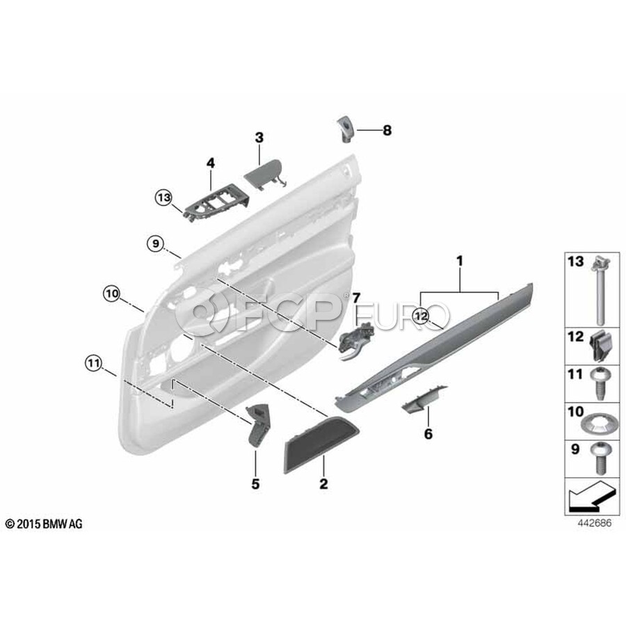 BMW Door Lock Knob Bezel - Genuine BMW 51417398806 | FCP Euro