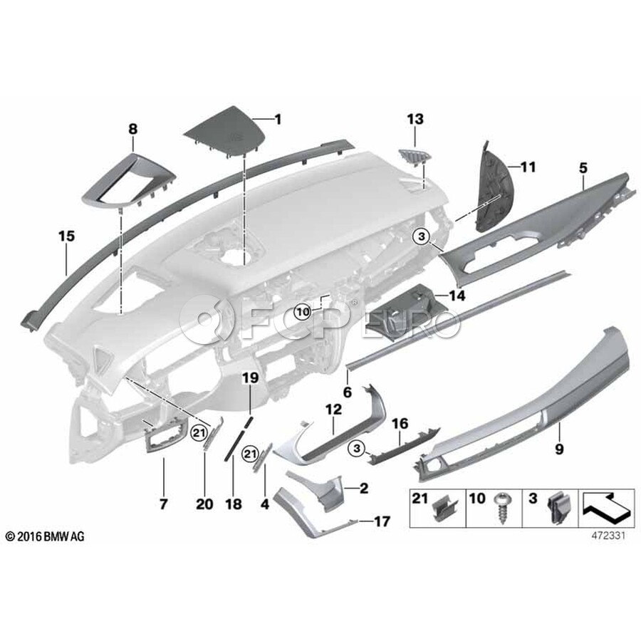 BMW Dashboard Cover Centre (Black) - Genuine BMW 51459258258 | FCP Euro