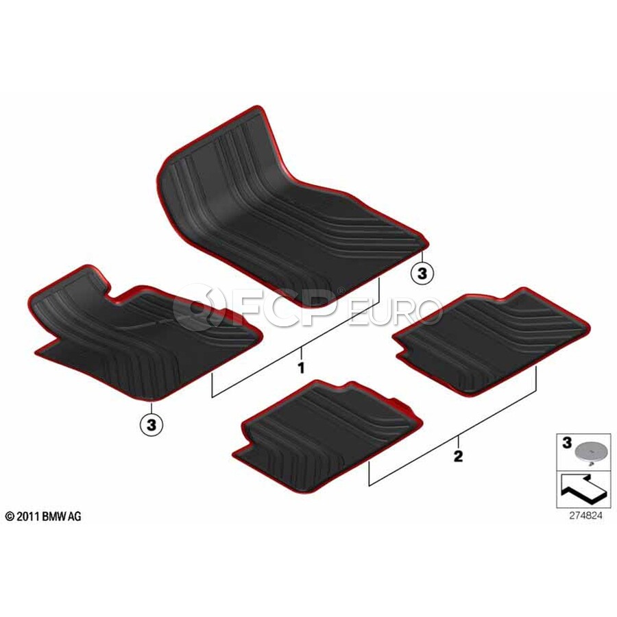 BMW Floor Mats All-Weather Front (LhdBasisAnthr) - Genuine BMW ...