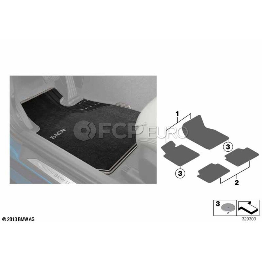 BMW Floor Mats Textile Front (Lhd Basis) - Genuine BMW 51472348199 ...