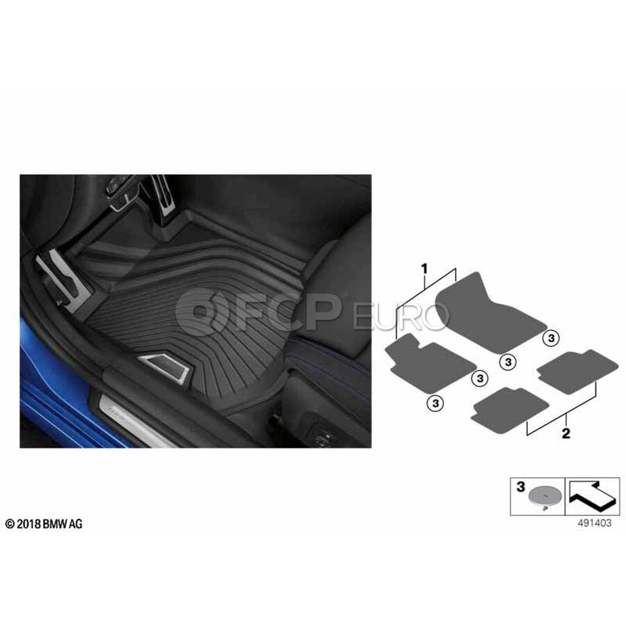 BMW All Weather Floor Mat Set Front - Genuine BMW 51472473238 | FCP Euro