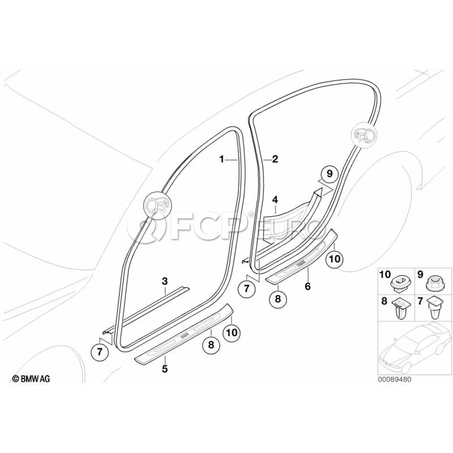 BMW Sill Strip Clip (Natur) - Genuine BMW 51477038245 | FCP Euro