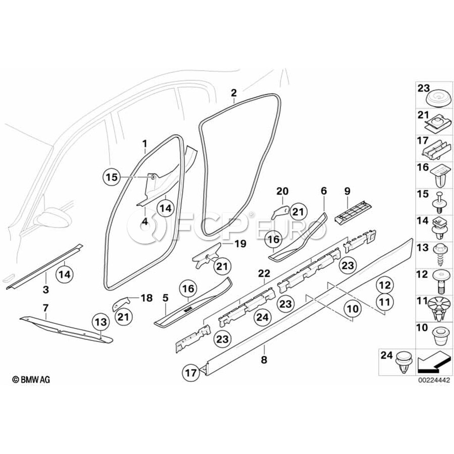 BMW Entrance Strip Front (Grey) - Genuine BMW 51477146331 | FCP Euro