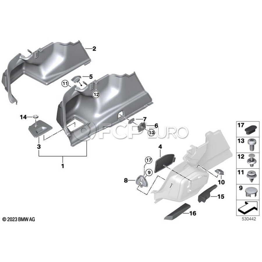 BMW Trunk Trim Panel Cap - Genuine BMW 51477344688 | FCP Euro