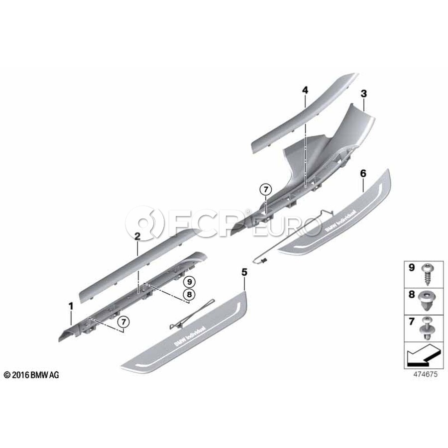 BMW Door Trim Sill Plate Insert - Genuine BMW 51477369888 | FCP Euro