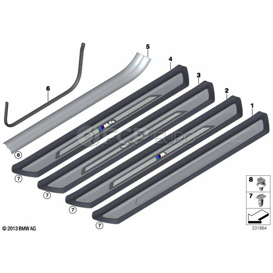 BMW Door Trim Sill Plate Insert - Genuine BMW 51477436037 | FCP Euro