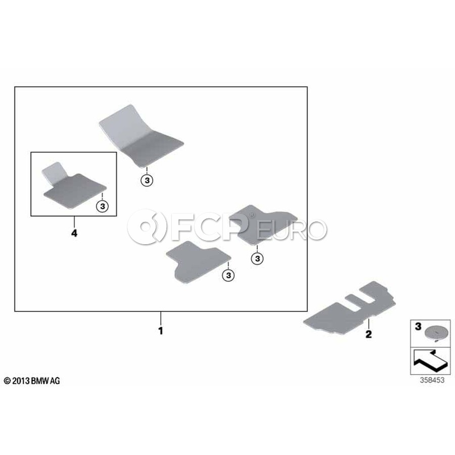 BMW Set Of Floor Mats (Oyster) - Genuine BMW 51477439857 | FCP Euro