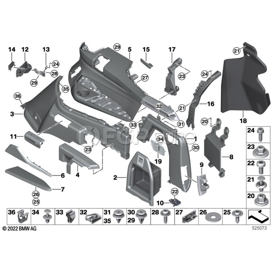 BMW Interior Quarter Panel Trim Panel - Genuine BMW 51479892346 | FCP Euro