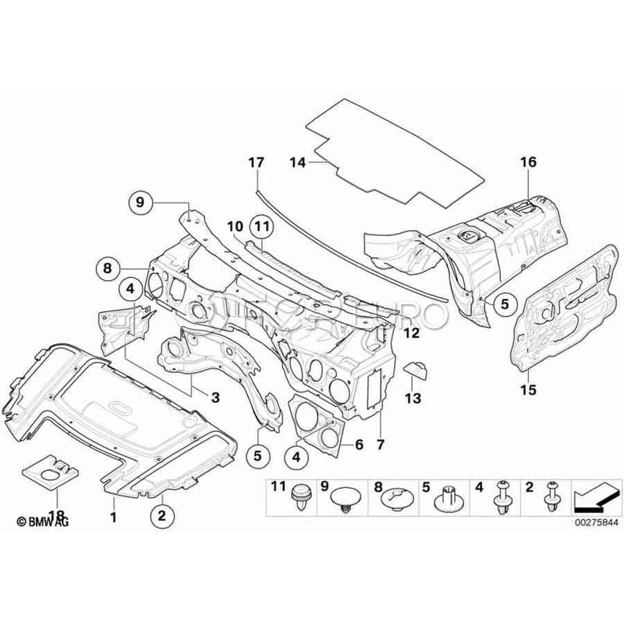 BMW Sound Insulat. Splash Wall Upper Part - Genuine BMW 51486981131 ...