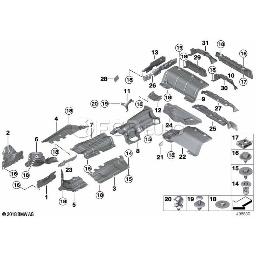 BMW Heat Shield Rear Silencer - Genuine BMW 51487325309 | FCP Euro