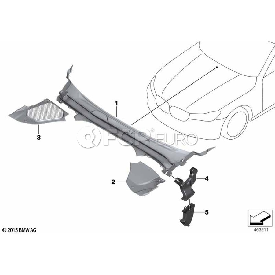 BMW Cowl Grille Panel - Genuine BMW 51717357239 | FCP Euro