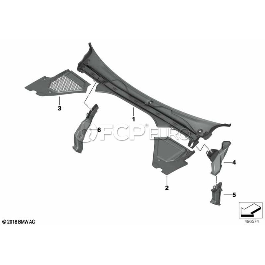 BMW Cowl Cover - Genuine BMW 51717427845 | FCP Euro