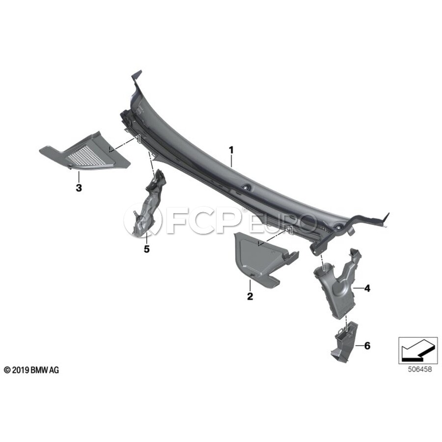 BMW Cowl Grille Screen - Genuine BMW 51717434883 | FCP Euro