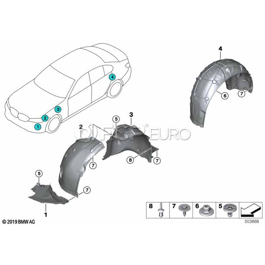 BMW Fender Liner Extension - Genuine BMW 51718098224 | FCP Euro