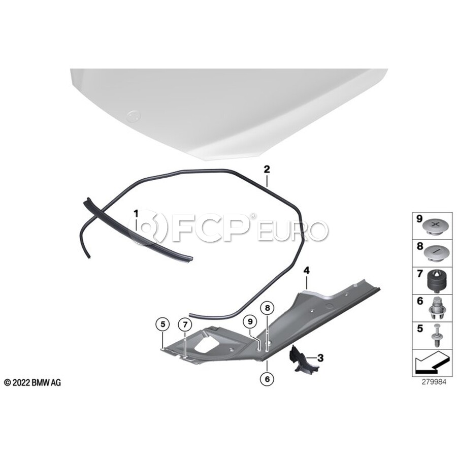 BMW Seal Bonnet Rear - Genuine BMW 51767019775 | FCP Euro
