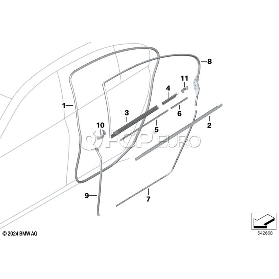 BMW Door Weatherstrip Rear - Genuine BMW 51767179104 | FCP Euro