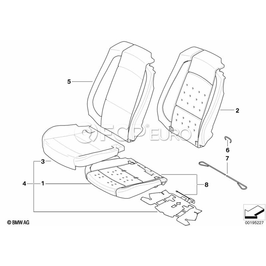 BMW Seat Cushion Pad - Genuine BMW 52107244119 | FCP Euro