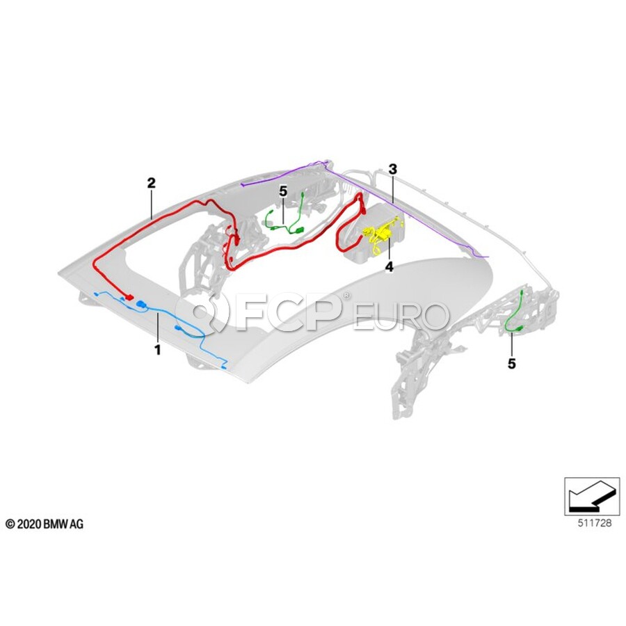 BMW Convertible Top Wiring Harness - Genuine BMW 54345A05E20 | FCP Euro