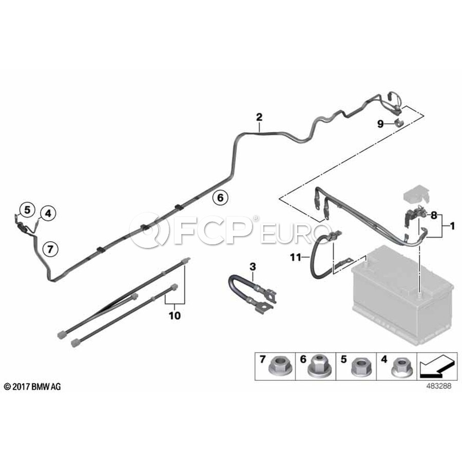 BMW Battery Cable - Genuine BMW 61129348763 | FCP Euro