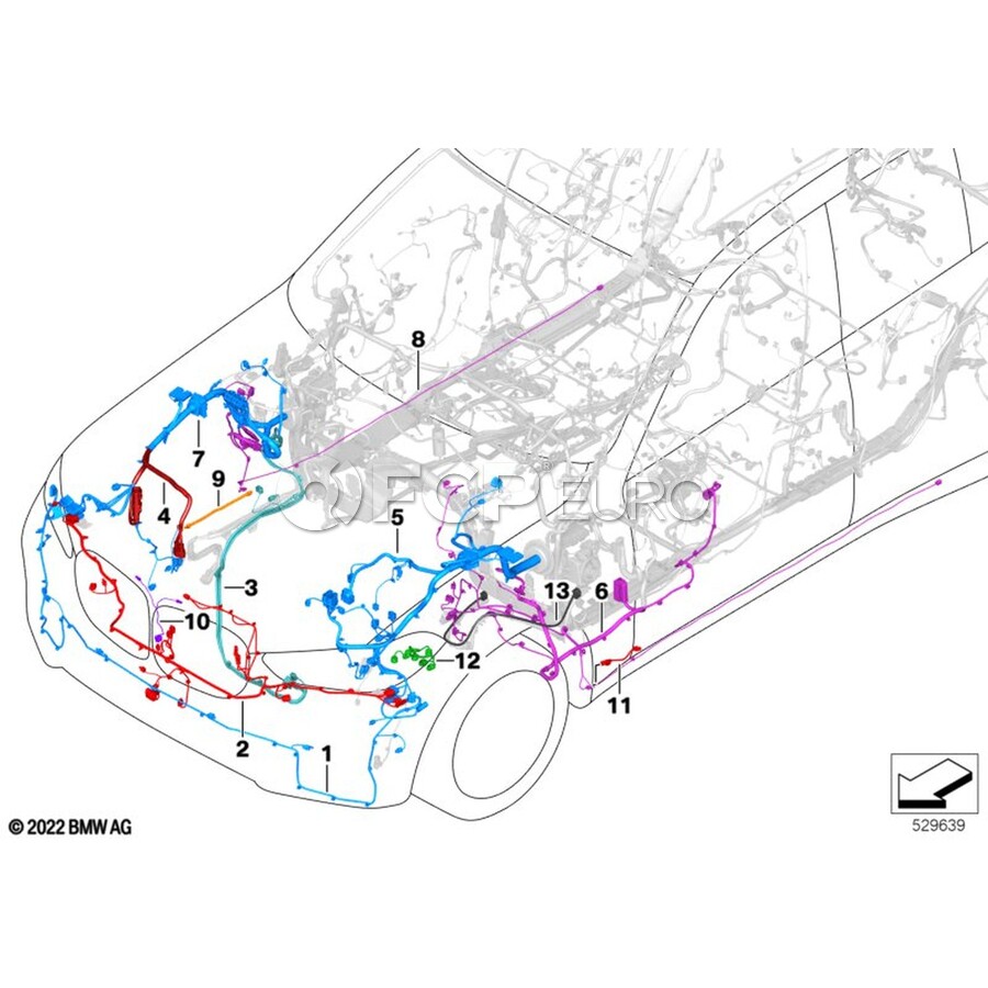 BMW Parking Aid System Wiring Harness - Genuine BMW 61129825142 | FCP Euro