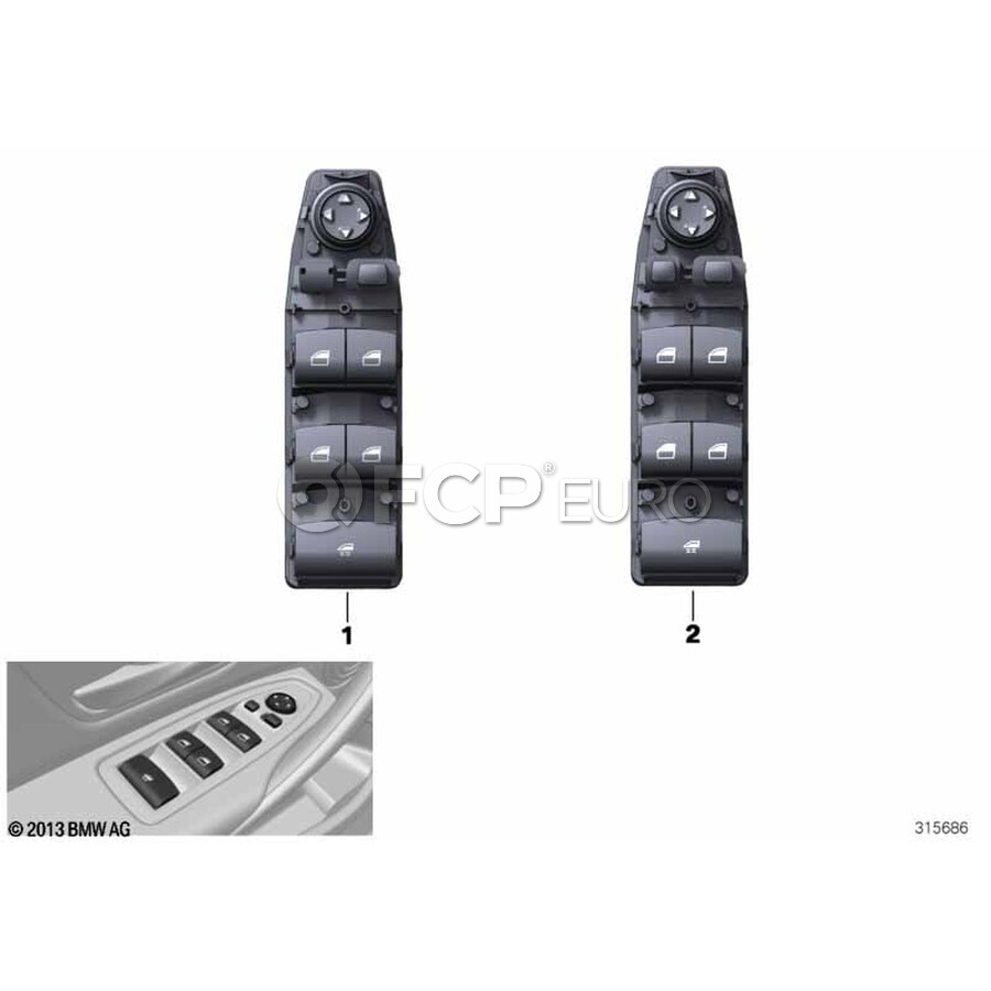 BMW Window Lifter Switch - Genuine BMW 61319461530 | FCP Euro