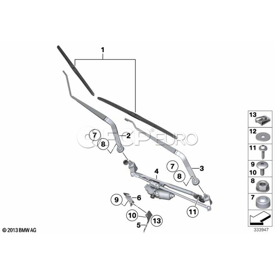 BMW Windshield Wiper Arm - Genuine BMW 61617304071 | FCP Euro
