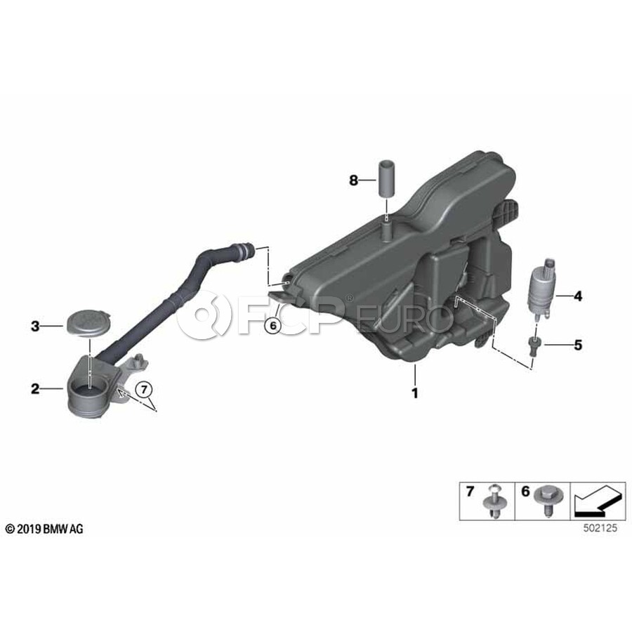 BMW Washer Fluid Reservoir Insulator - Genuine BMW 61669878907 | FCP Euro