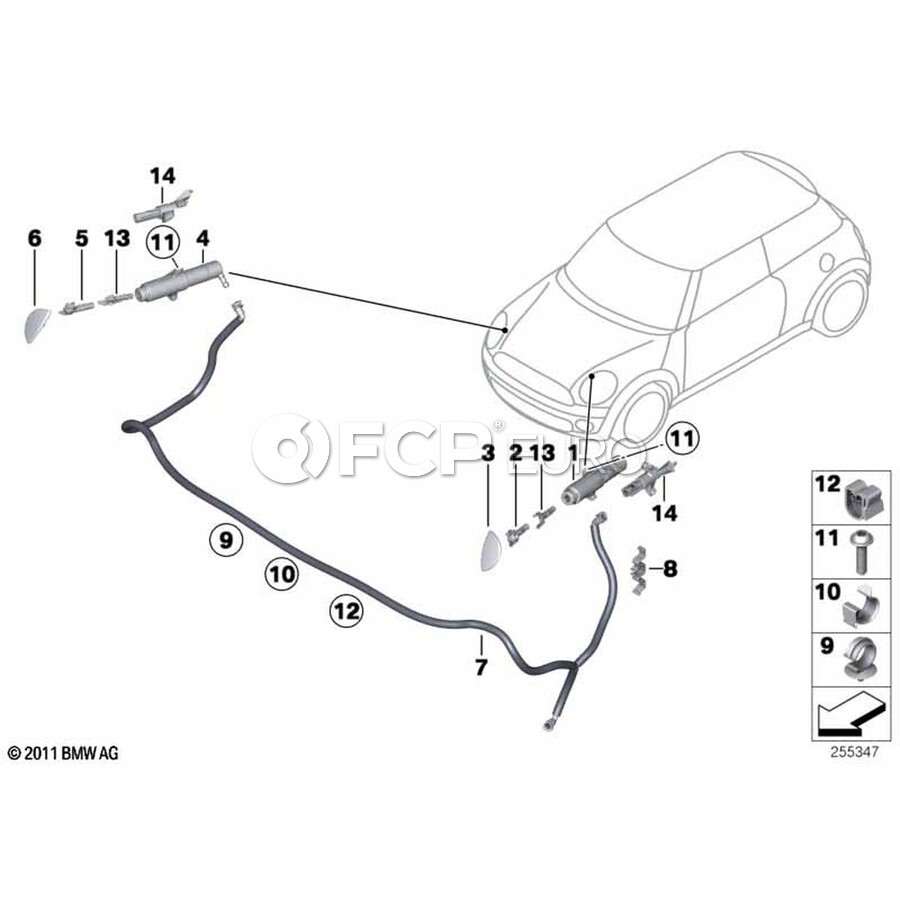 Mini Headlight Washer Nozzle - Genuine Mini 61672752972 | FCP Euro
