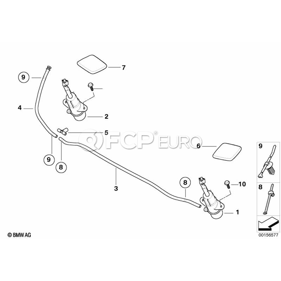BMW Headlight Washer Nozzle - Genuine BMW 61677308526 | FCP Euro