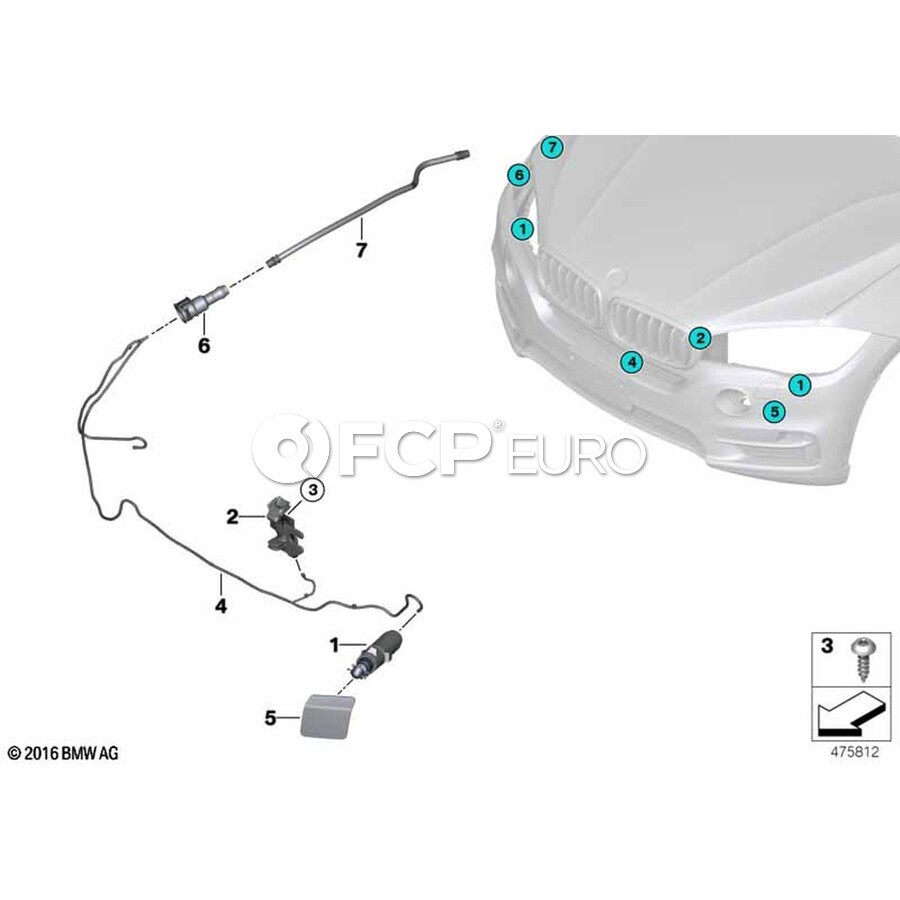 BMW Hose Line Headlight Cleaning System - Genuine BMW 61677327508 | FCP ...