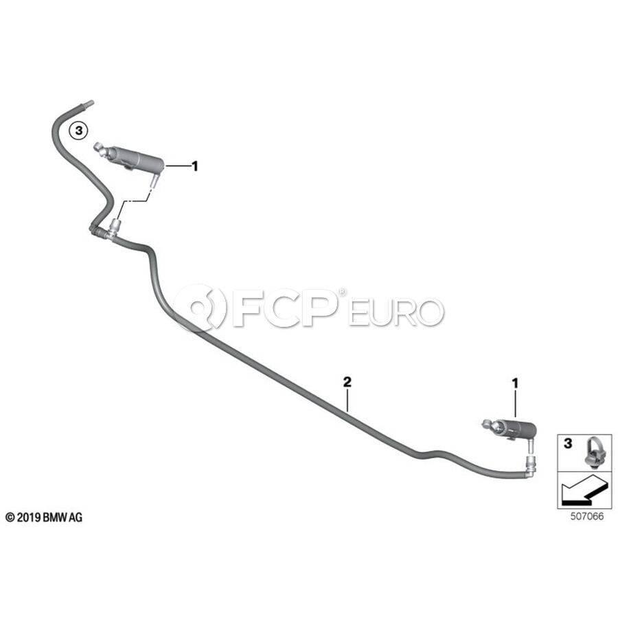 BMW Hose Line Headlight Cleaning System - Genuine BMW 61677357005 | FCP ...