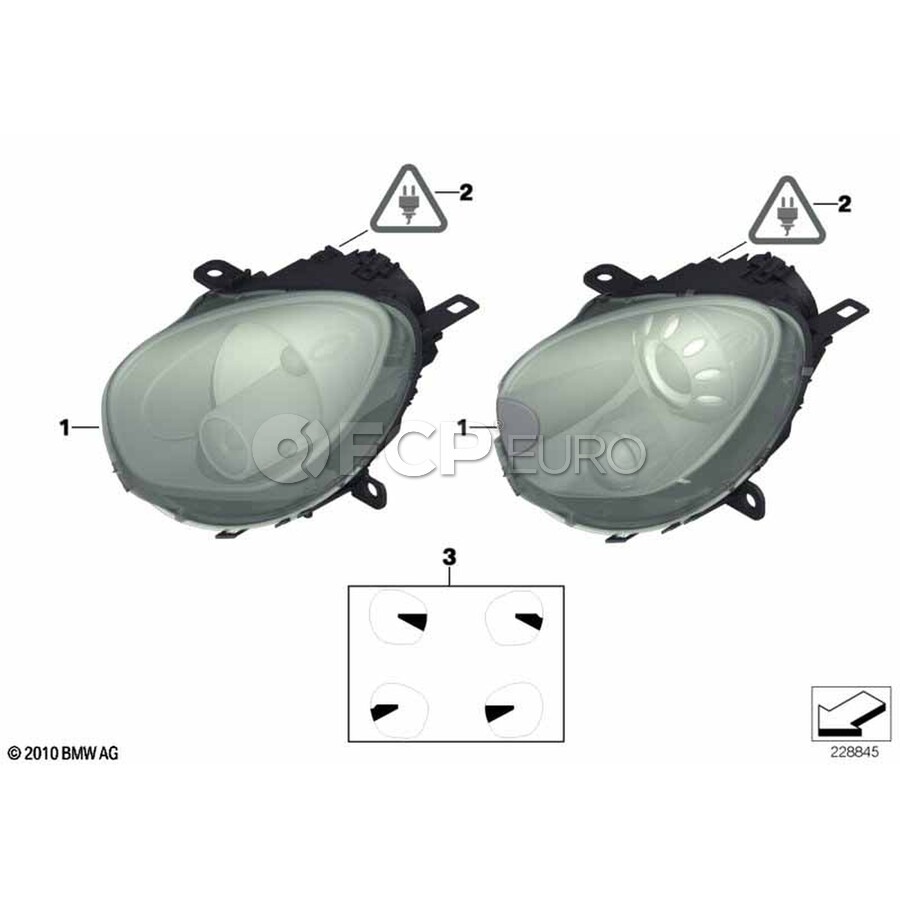 Mini Cooper Headlight - Genuine Mini 63129807490 | FCP Euro