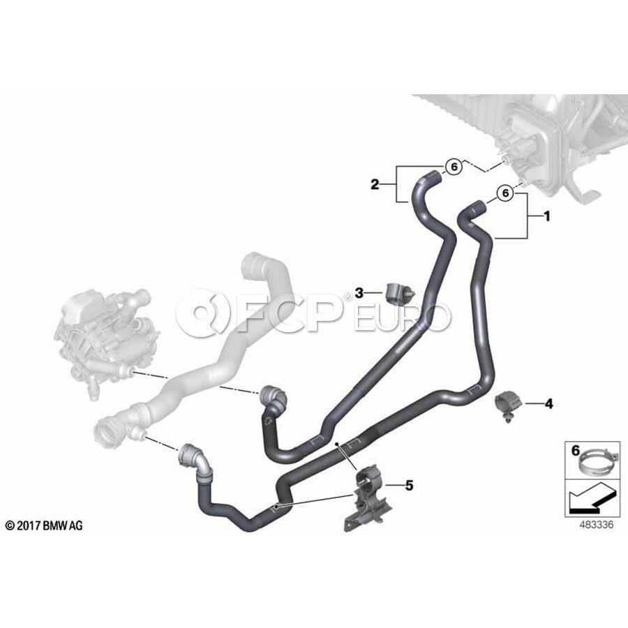 BMW HVAC Heater Hose - Genuine BMW 64219354464 | FCP Euro