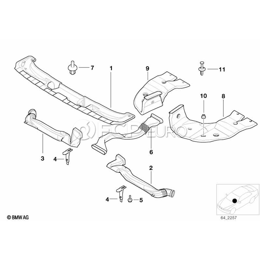 BMW Cold Air Duct Left - Genuine BMW 64228159751 | FCP Euro