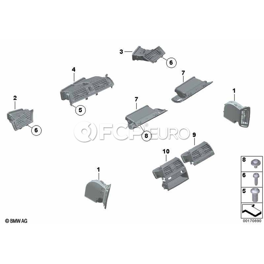 BMW Fresh Air Grille Center - Genuine BMW 64229115859 | FCP Euro