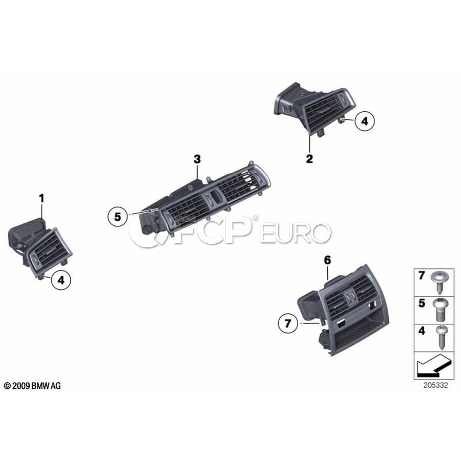 BMW Rear Fresh Air Grille - Genuine BMW 64229181095 | FCP Euro