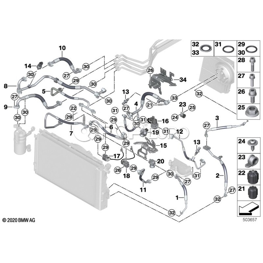 BMW AC Refrigerant Liquid Hose - Genuine BMW 64509317389 | FCP Euro