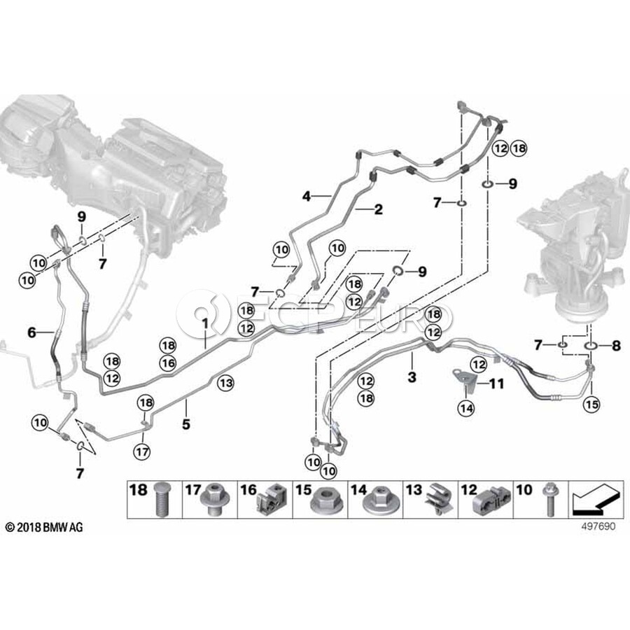 BMW AC Refrigerant Suction Hose - Genuine BMW 64536836524 | FCP Euro