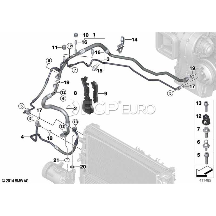 BMW A/C Refrigerant Suction Hose - Genuine BMW 64539209723 | FCP Euro