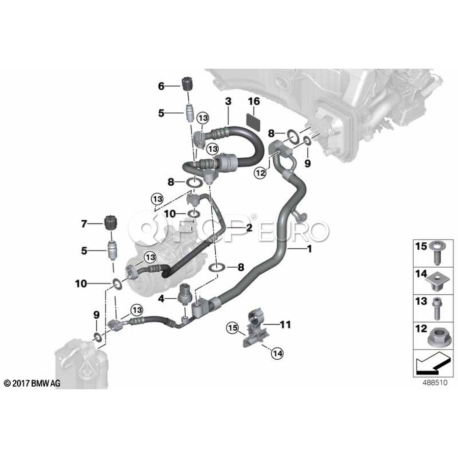 BMW AC Refrigerant Suction Hose - Genuine BMW 64539321594 | FCP Euro