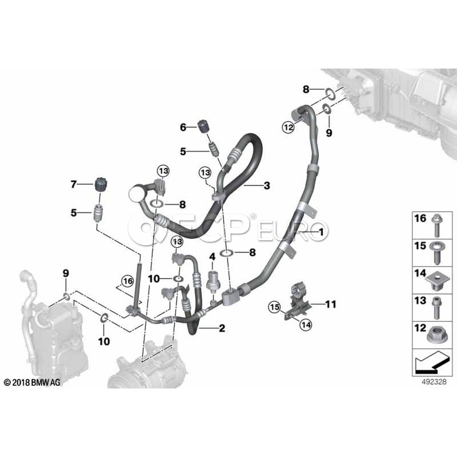 BMW AC Refrigerant Discharge Hose - Genuine BMW 64539354586 | FCP Euro